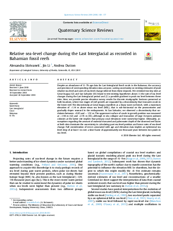 (PDF) Relative sea-level change during the Last Interglacial as ...