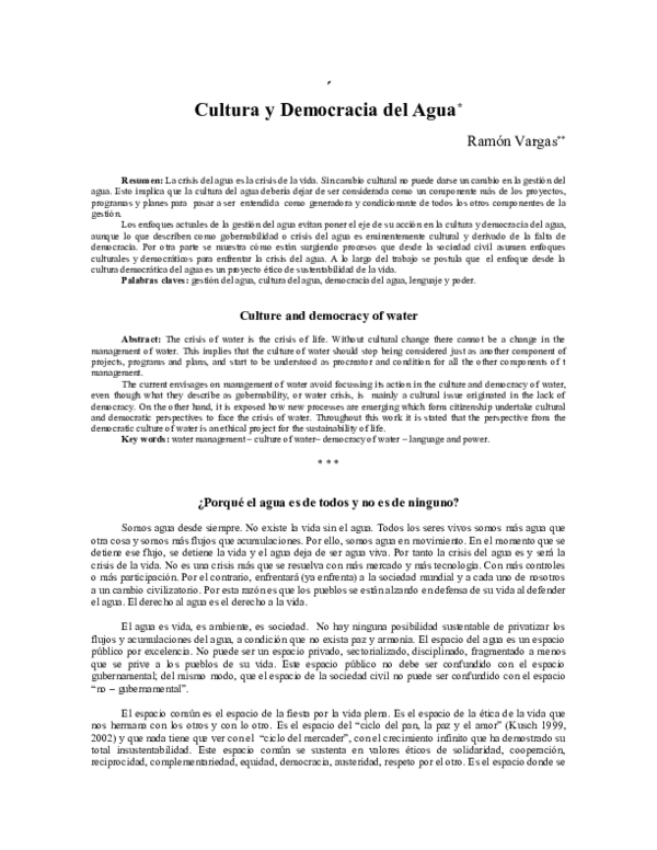 (PDF) Cultura y Democracia del Agua