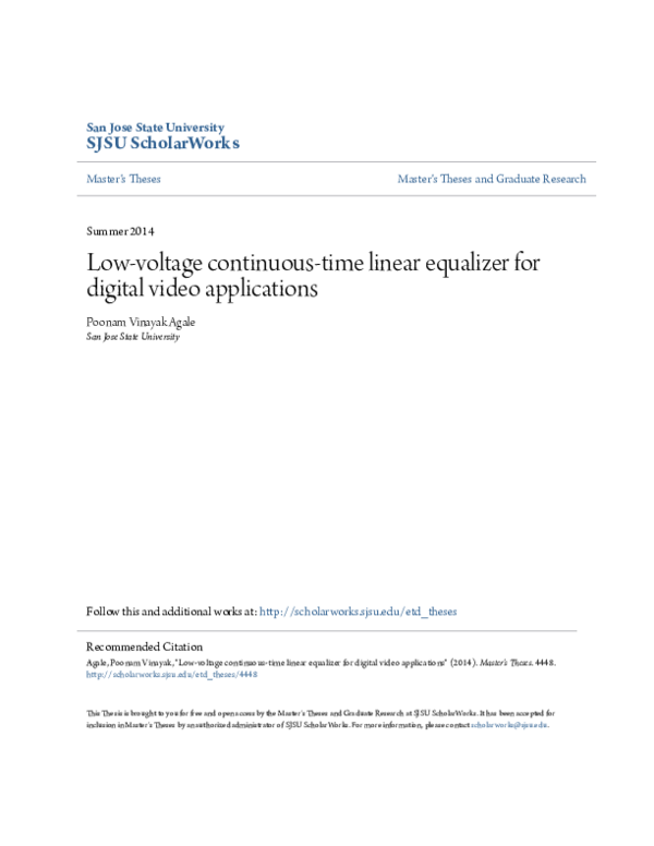 (PDF) Low-voltage continuous-time linear equalizer for digital video applications