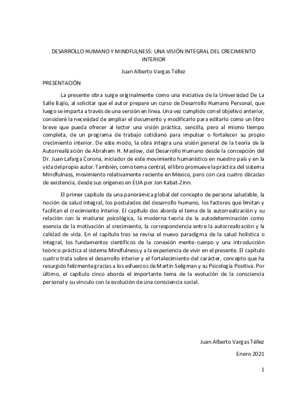 (PDF) DESARROLLO HUMANO Y MINDFULNESS: UNA VISIÓN INTEGRAL DEL ...