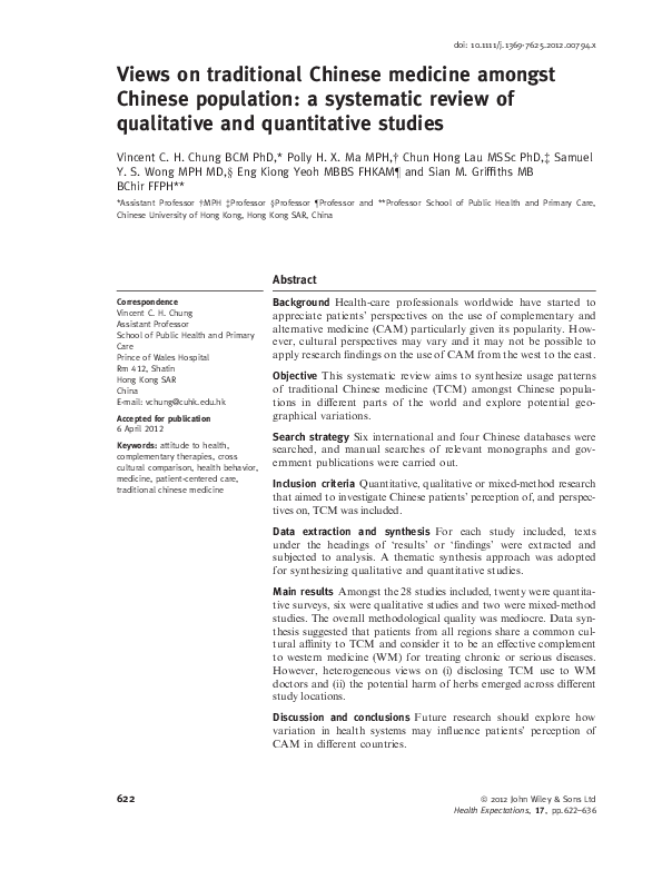 (PDF) Views on traditional Chinese medicine amongst Chinese population ...