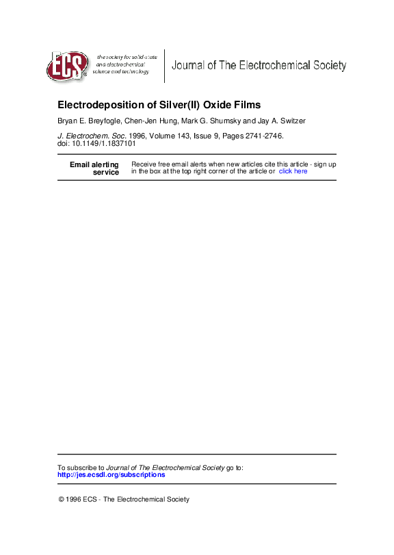 (PDF) Electrodeposition of Silver(II) Oxide Films