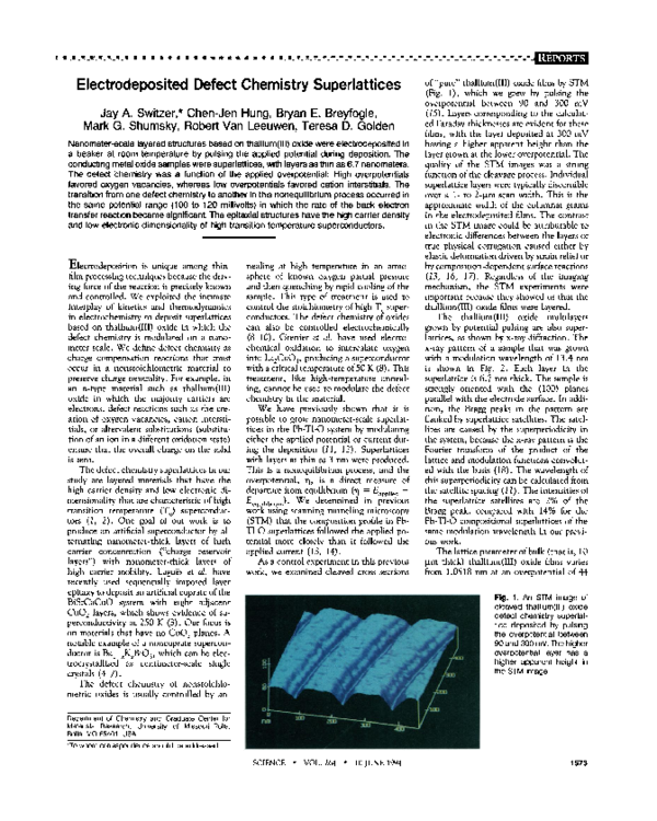(PDF) Electrodeposited Defect Chemistry Superlattices
