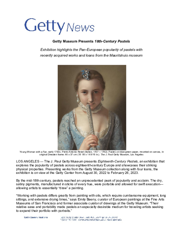 (DOC) Getty Museum Presents 18th-Century Pastels