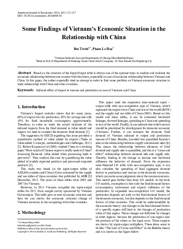 (PDF) Some Findings of Vietnam’s Economic Situation in the Relationship with China | Bui Trinh ...