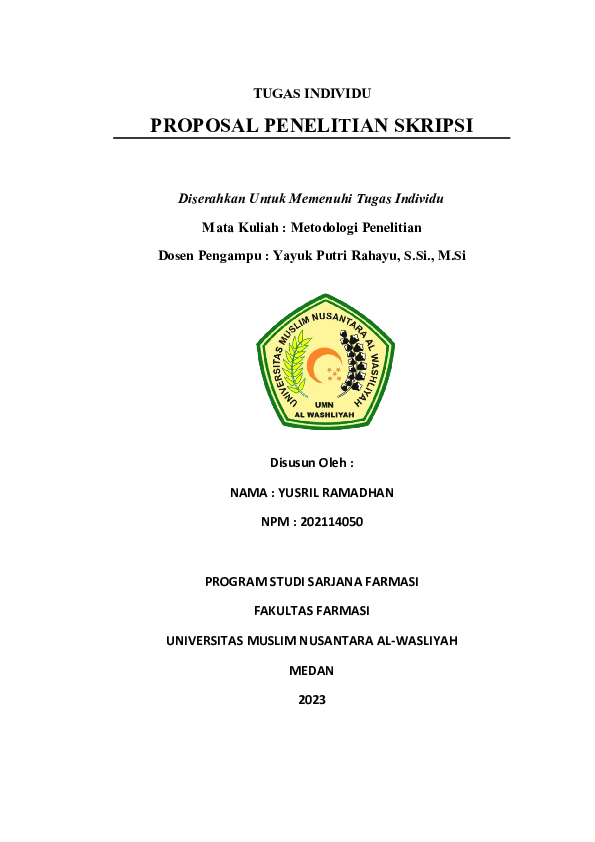 (DOC) PROPOSAL PENELITIAN SKRIPSI YUSRIL RAMADHAN