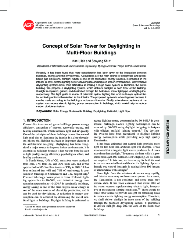 (PDF) Concept of Solar Tower for Daylighting in Multi-Floor Buildings