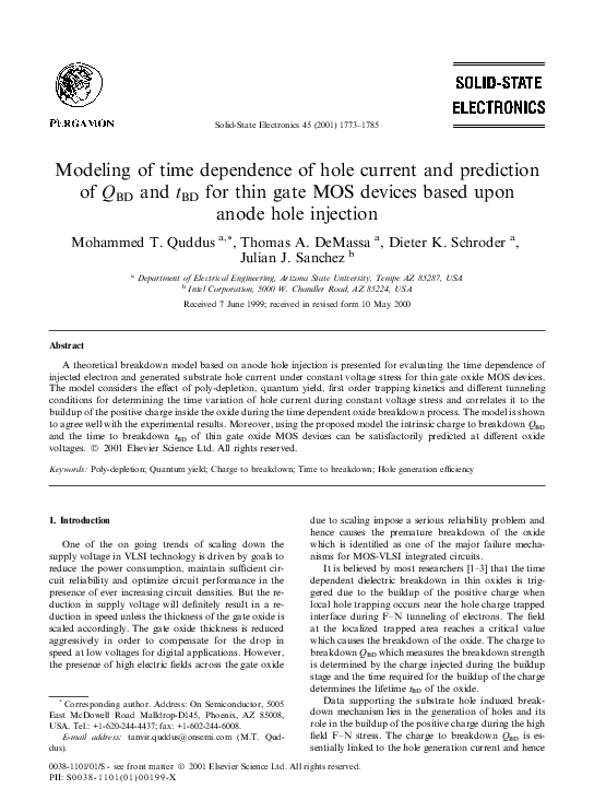 (PDF) Modeling of time dependence of hole current and prediction of QBD ...