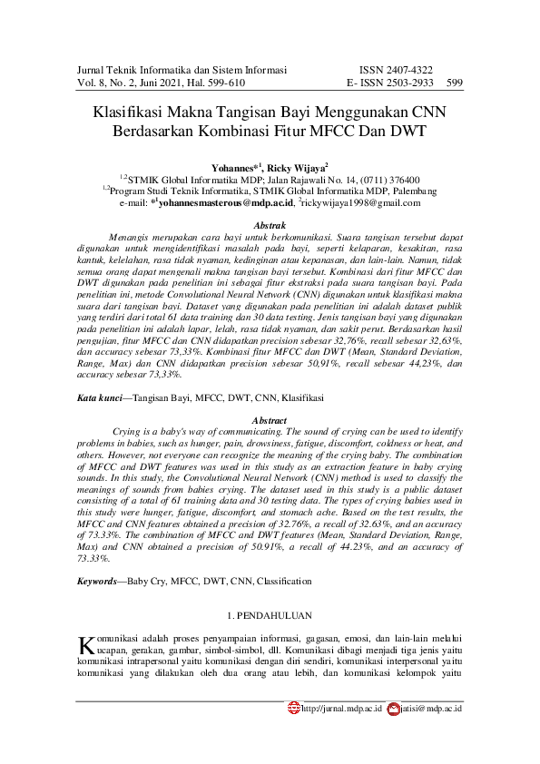 (PDF) Klasifikasi Makna Tangisan Bayi Menggunakan CNN Berdasarkan ...