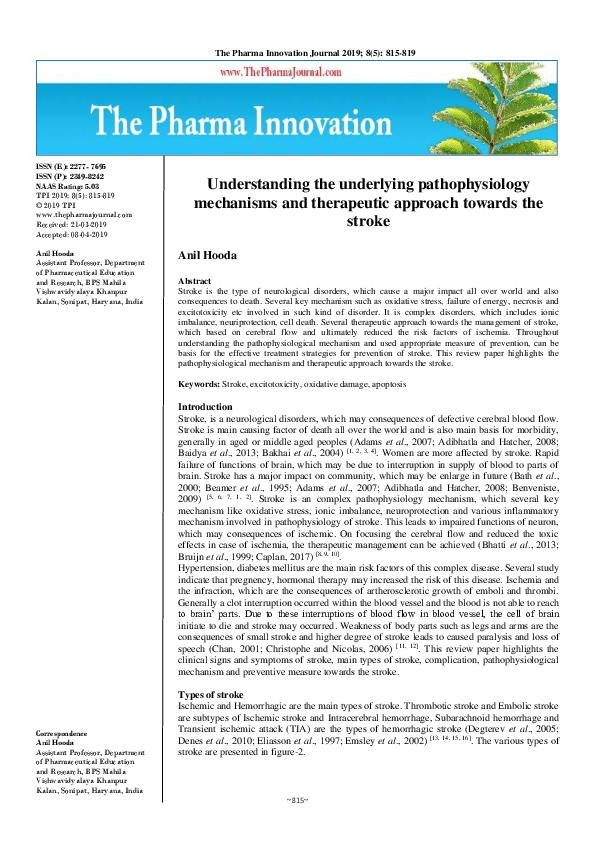 (PDF) Understanding the underlying pathophysiology mechanisms and ...