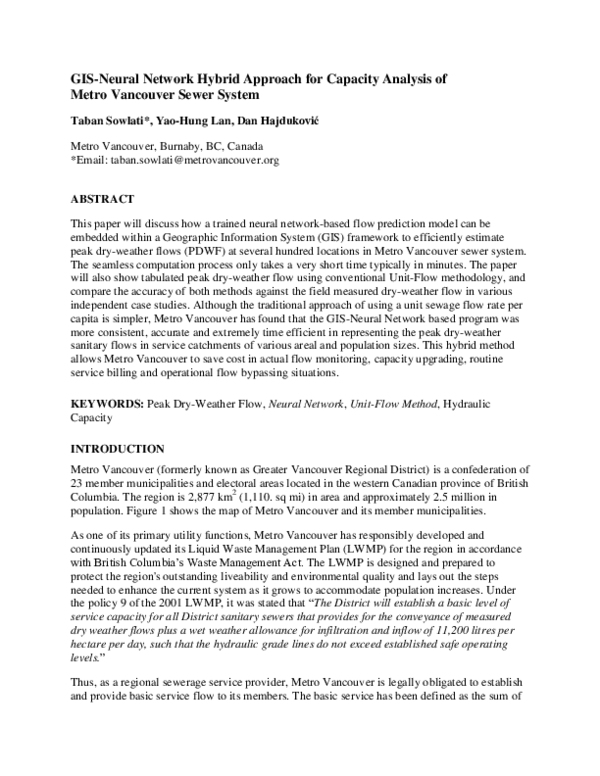(PDF) GIS-Neural Network Hybrid Approach for Capacity Analysis of Metro ...