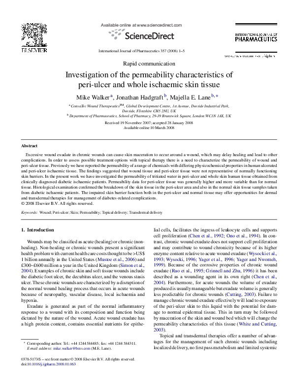 (PDF) Investigation of the permeability characteristics of peri-ulcer ...