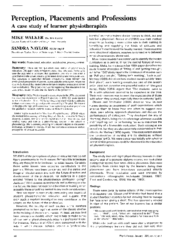 (PDF) Perception, Placements and Professions: A case study of learner ...