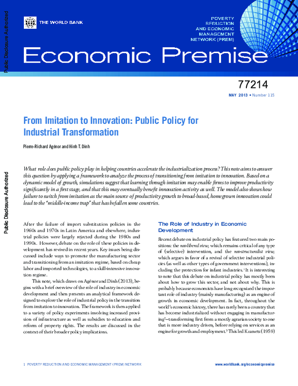 (PDF) From Imitation to Innovation: Public Policy for Industrial ...