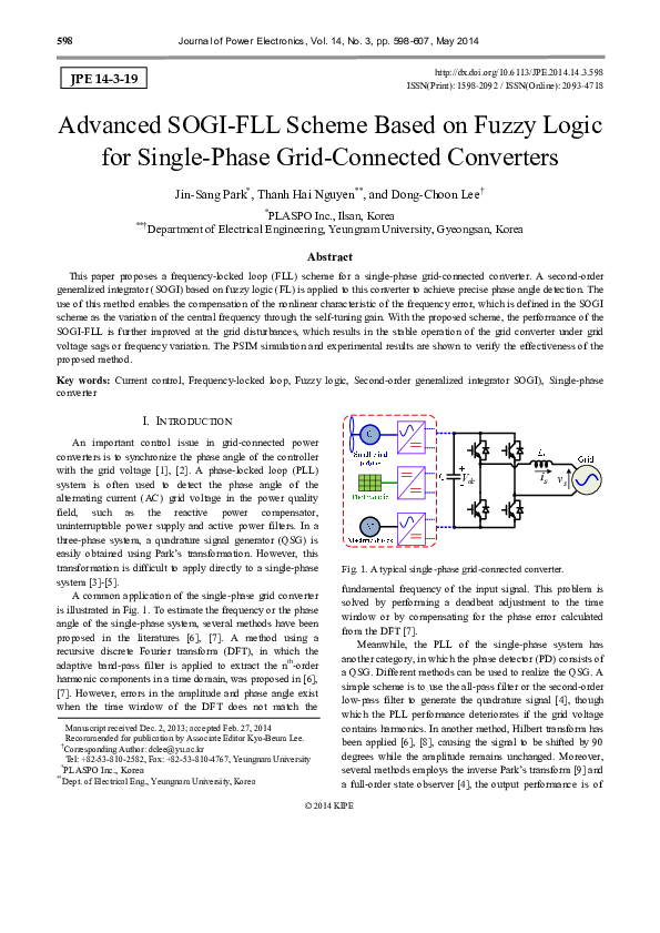 (PDF) Advanced SOGI-FLL Scheme Based on Fuzzy Logic for Single-Phase ...
