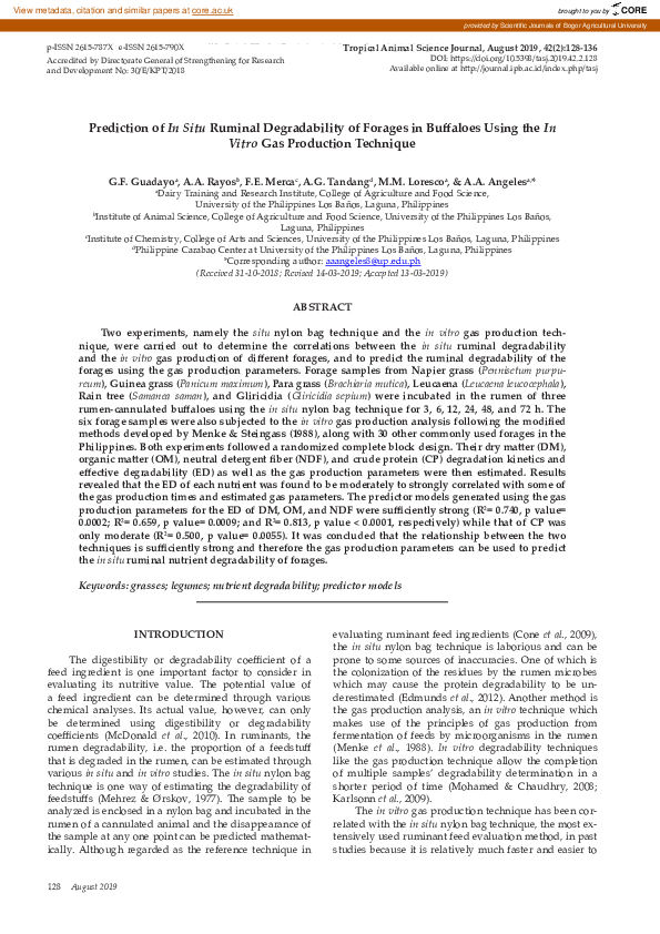 (PDF) Prediction of In Situ Ruminal Degradability of Forages in ...