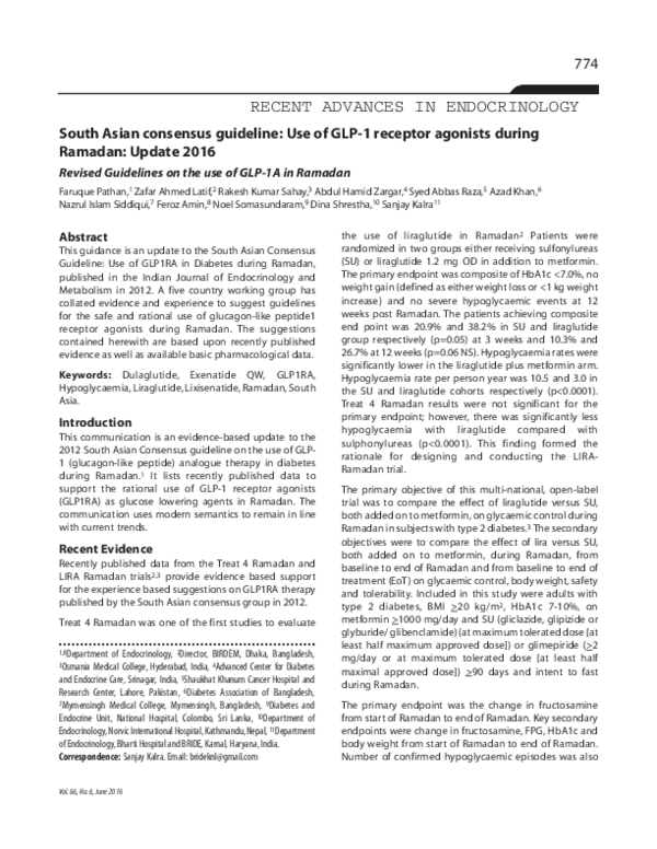 (PDF) South Asian consensus guideline: Use of GLP-1 receptor agonists ...