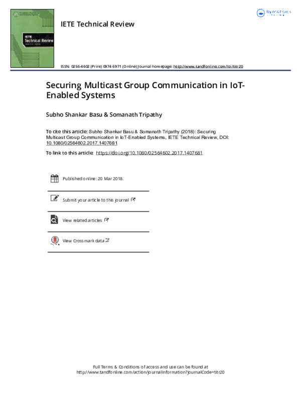 Securing Multicast Group Communication In Iot Enabled Systems