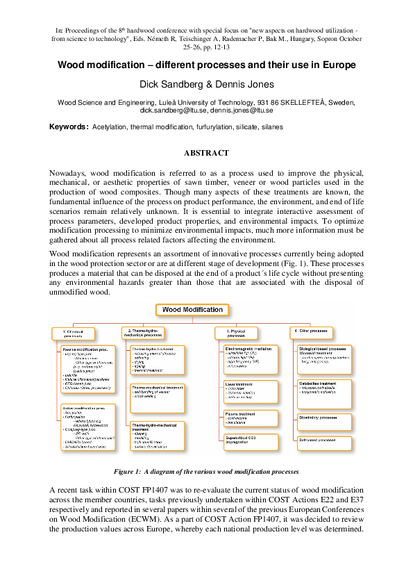 (PDF) Wood modification ‒ different processes and their use in Europe