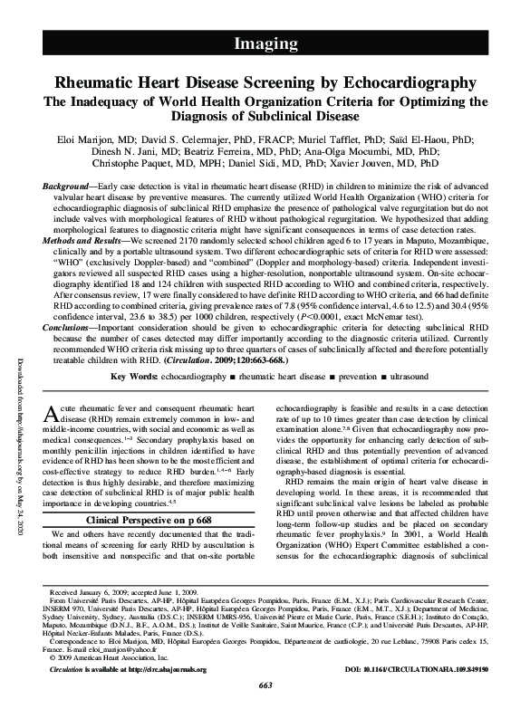 (PDF) Rheumatic Heart Disease Screening by Echocardiography