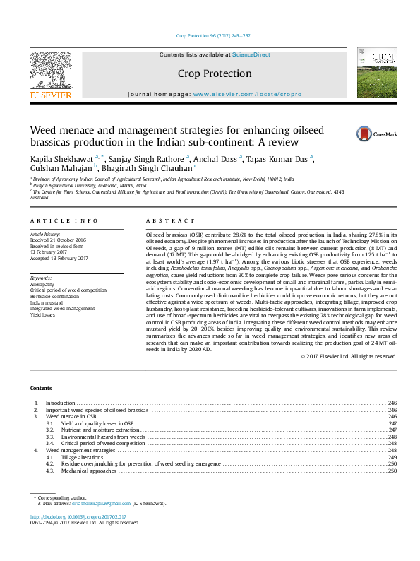 (PDF) Weed menace and management strategies for enhancing oilseed ...