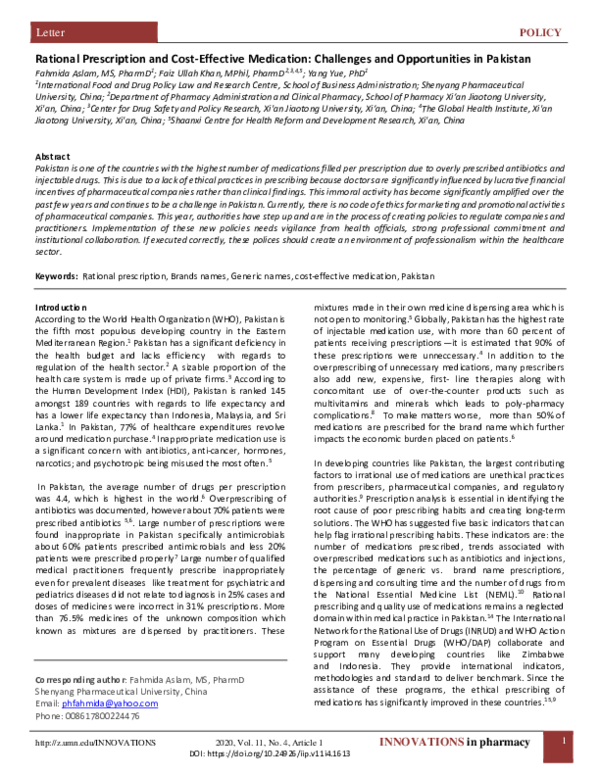 (PDF) Rational Prescription and Cost-Effective Medication: Challenges ...