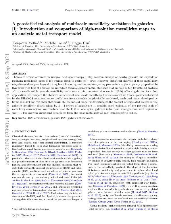 (PDF) A geostatistical analysis of multiscale metallicity variations in galaxies – I ...