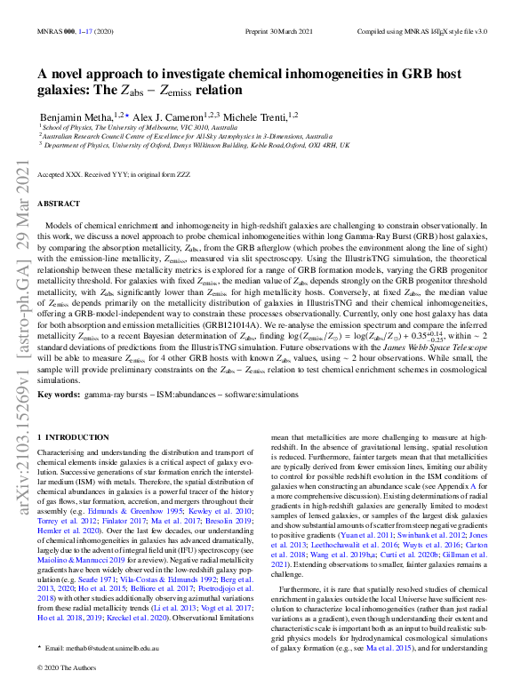 (PDF) A novel approach to investigate chemical inhomogeneities in GRB ...