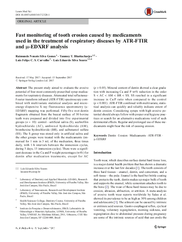 (PDF) Fast monitoring of tooth erosion caused by medicaments used in ...