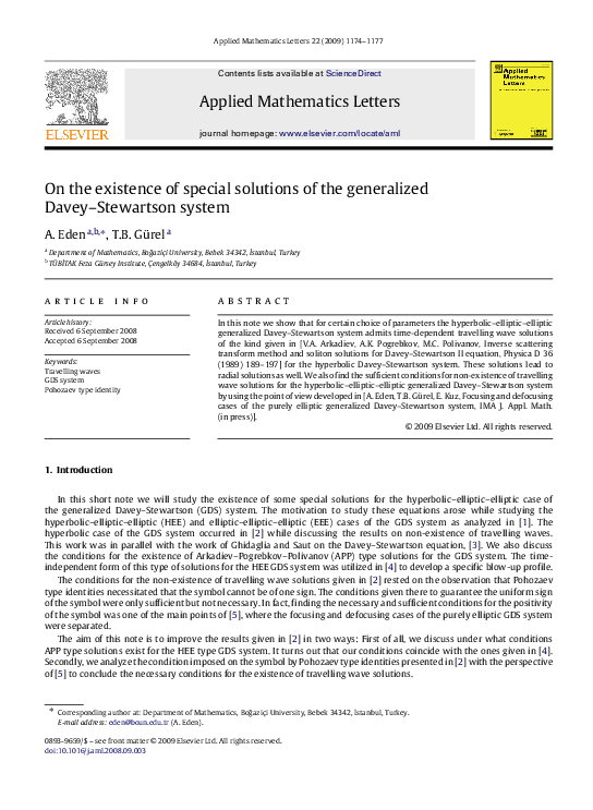 (PDF) On the existence of special solutions of the generalized Davey ...