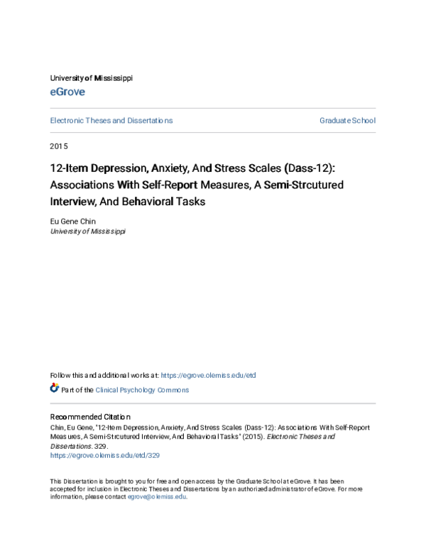 (PDF) 12-Item Depression, Anxiety, And Stress Scales (Dass-12 ...