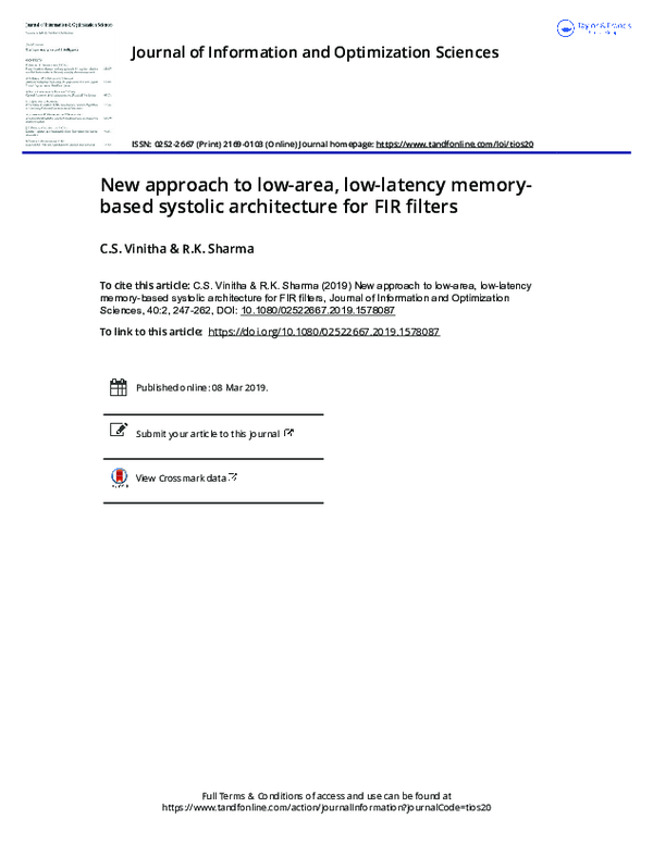 (PDF) New approach to low-area, low-latency memory-based systolic ...