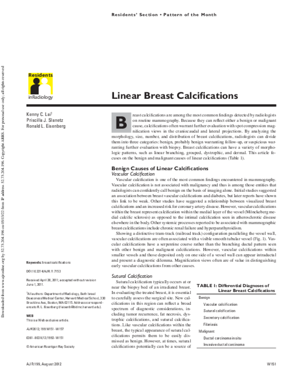 (PDF) Linear Breast Calcifications