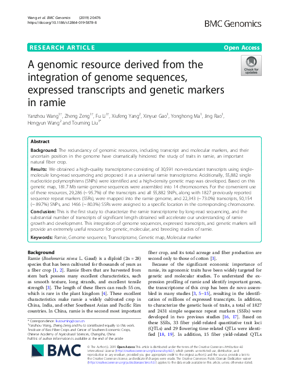 (PDF) A genomic resource derived from the integration of genome ...