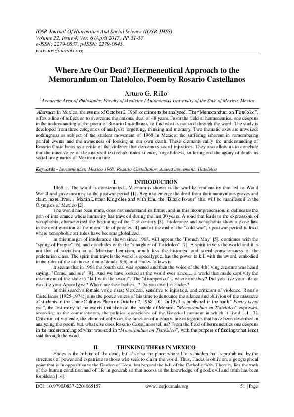 (PDF) Where Are Our Dead? Hermeneutical Approach to the Memorandum on ...