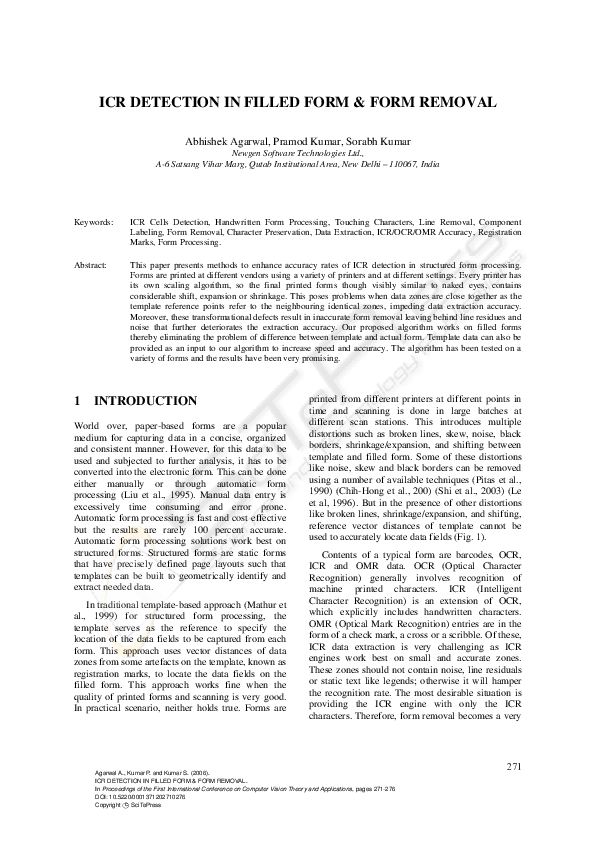 (PDF) Icr Detection in Filled Form Form Removal