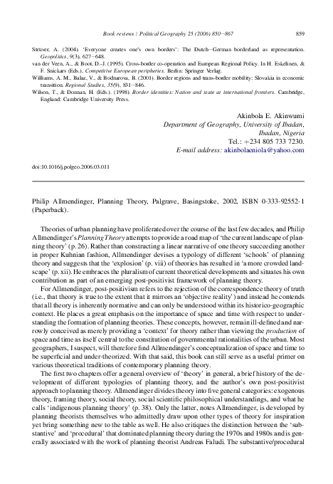 (PDF) Philip Allmendinger, Planning Theory, Palgrave, Basingstoke (2002 ...