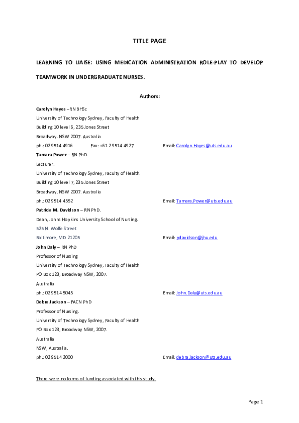 (PDF) Learning to liaise: using medication administration role-play to ...