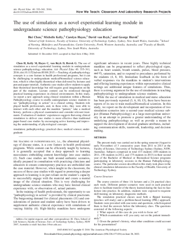 (PDF) The use of simulation as a novel experiential learning module in undergraduate science ...
