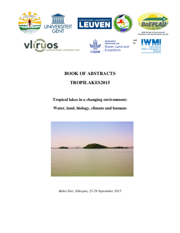 (PDF) Book of abstracts TropiLakes2015: Tropical lakes in a changing ...