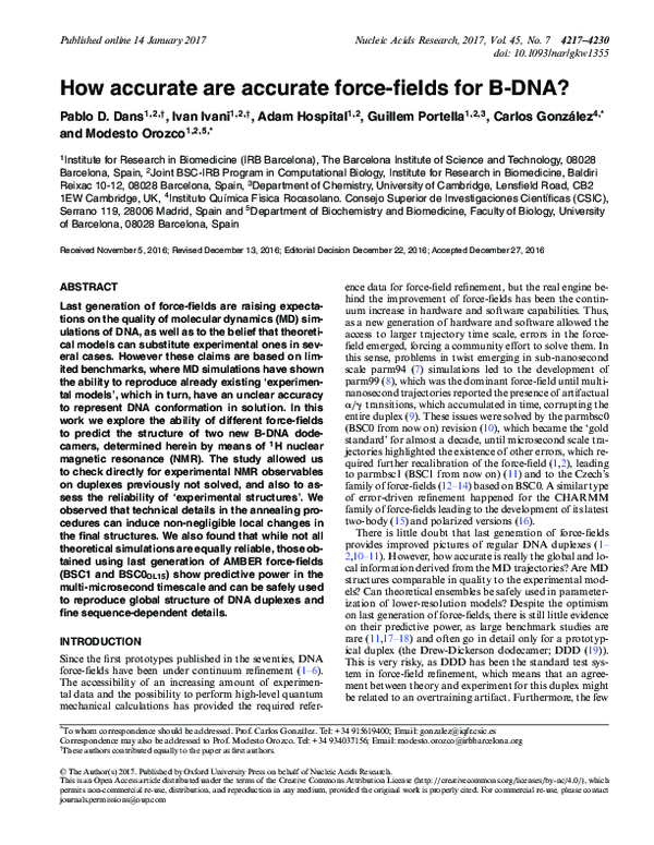 (PDF) How accurate are accurate force-fields for B-DNA?