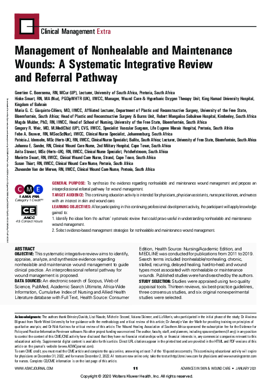 (PDF) Management of nonhealable and maintenance wounds: A systematic ...