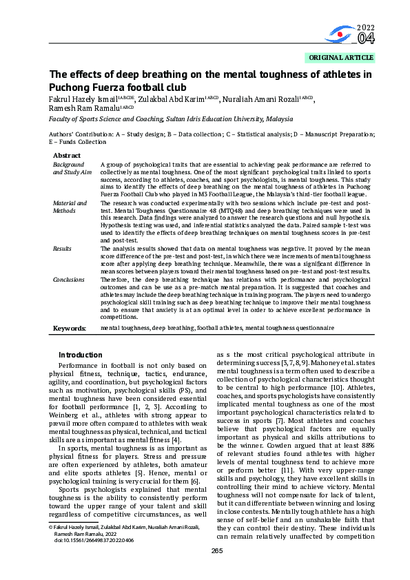 (PDF) The effects of deep breathing on the mental toughness of athletes ...