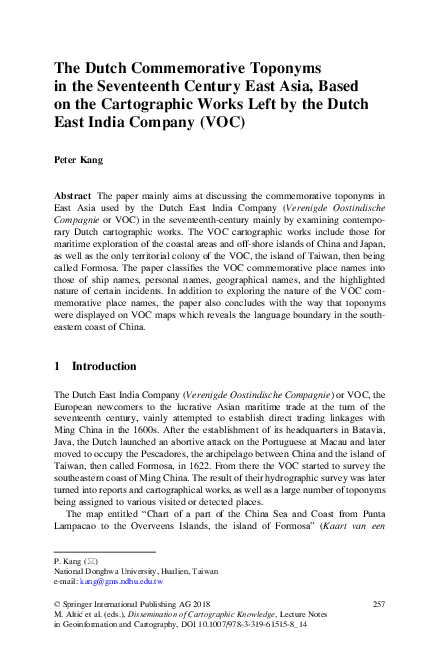 (PDF) The Dutch Commemorative Toponyms in the Seventeenth Century East ...
