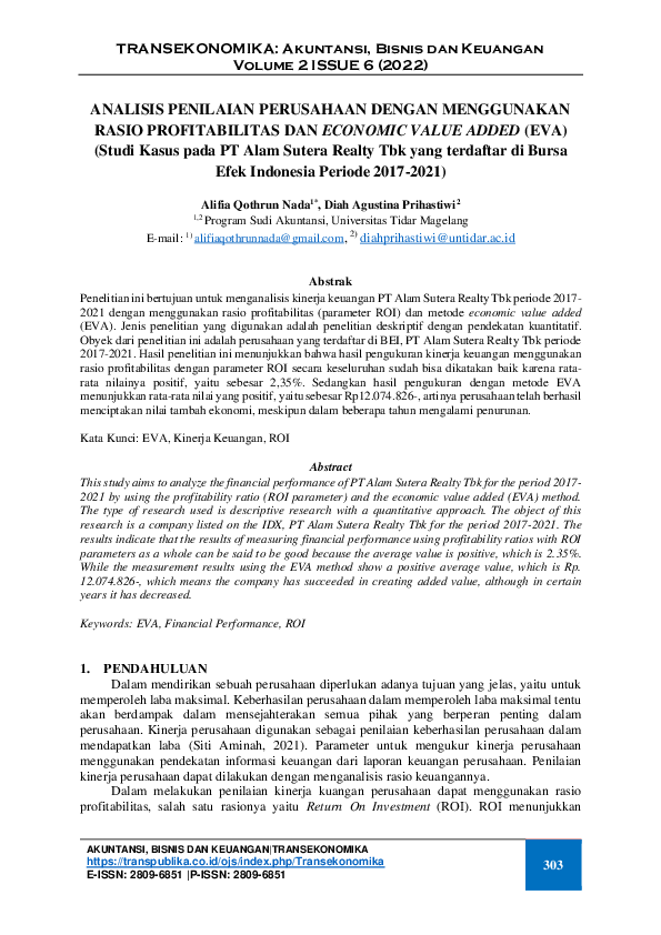 (PDF) Analisis Penilaian Perusahaan Dengan Menggunakan Rasio ...