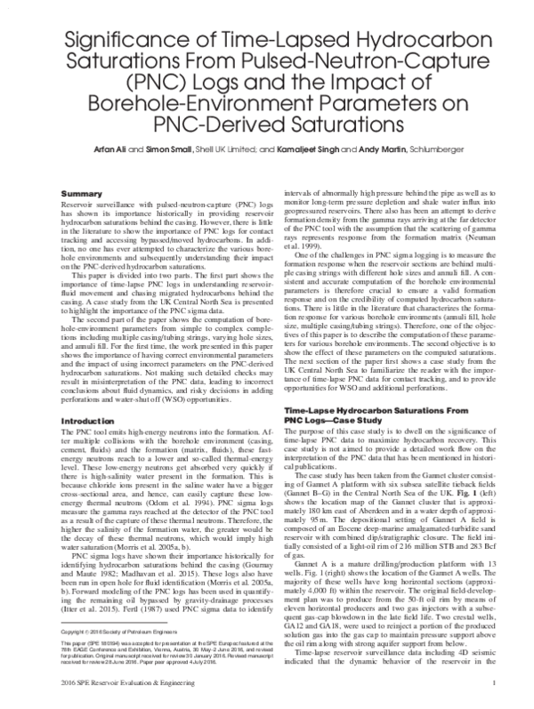 (PDF) Significance of Time-Lapsed Hydrocarbon Saturations From Pulsed ...