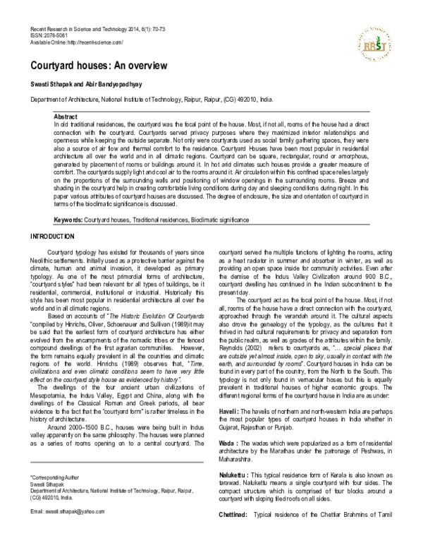 (PDF) Courtyard houses: An overview