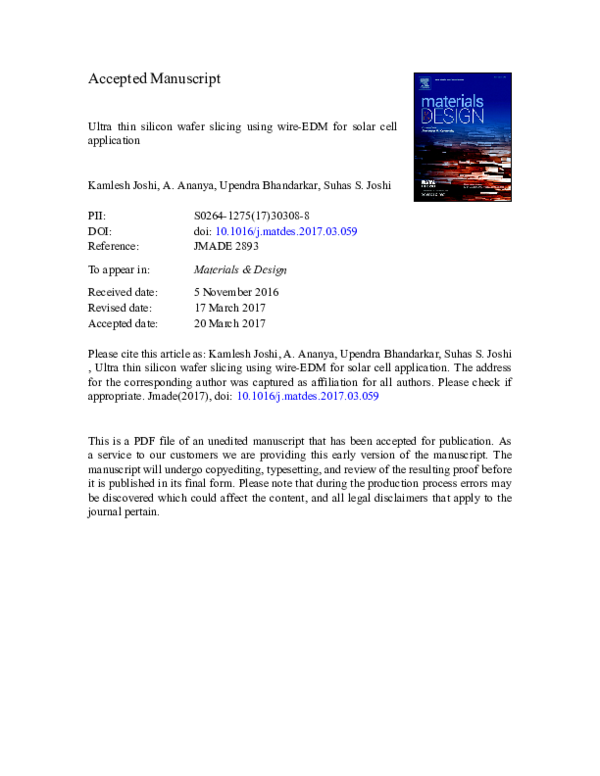 (PDF) Ultra thin silicon wafer slicing using wire-EDM for solar cell ...