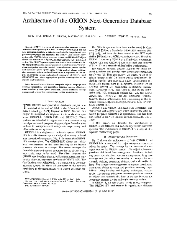 (PDF) Architecture of the ORION next-generation database system