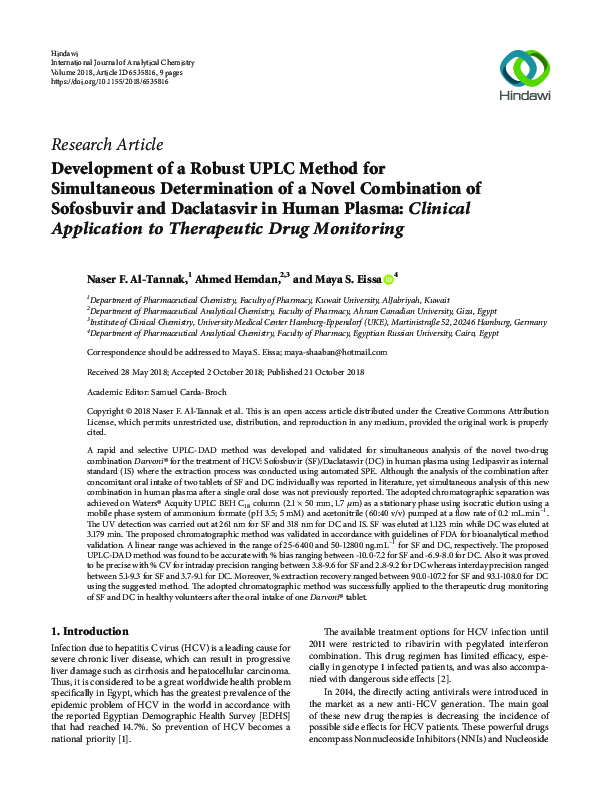 (PDF) Development of a Robust UPLC Method for Simultaneous Determination of a Novel Combination ...